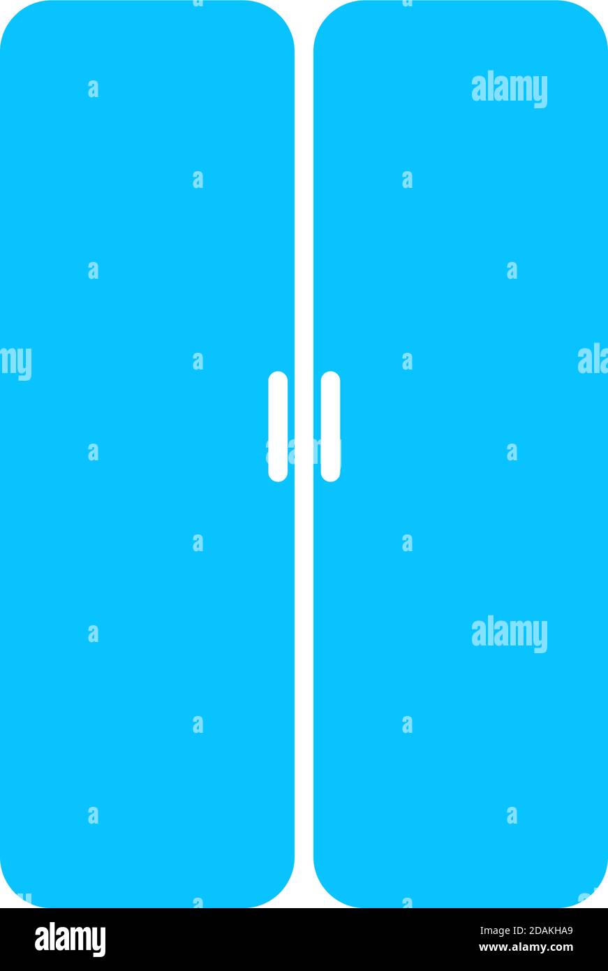 Double door icon flat. Blue pictogram on white background. Vector ...