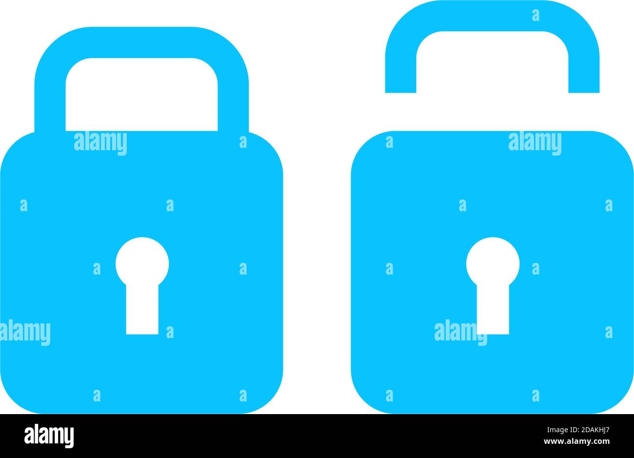 Lock and Unlock icon flat. Blue pictogram on white background. Vector ...