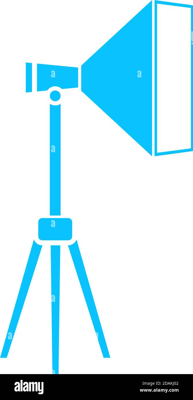 Studio lighting icon flat. Blue pictogram on white background. Vector ...