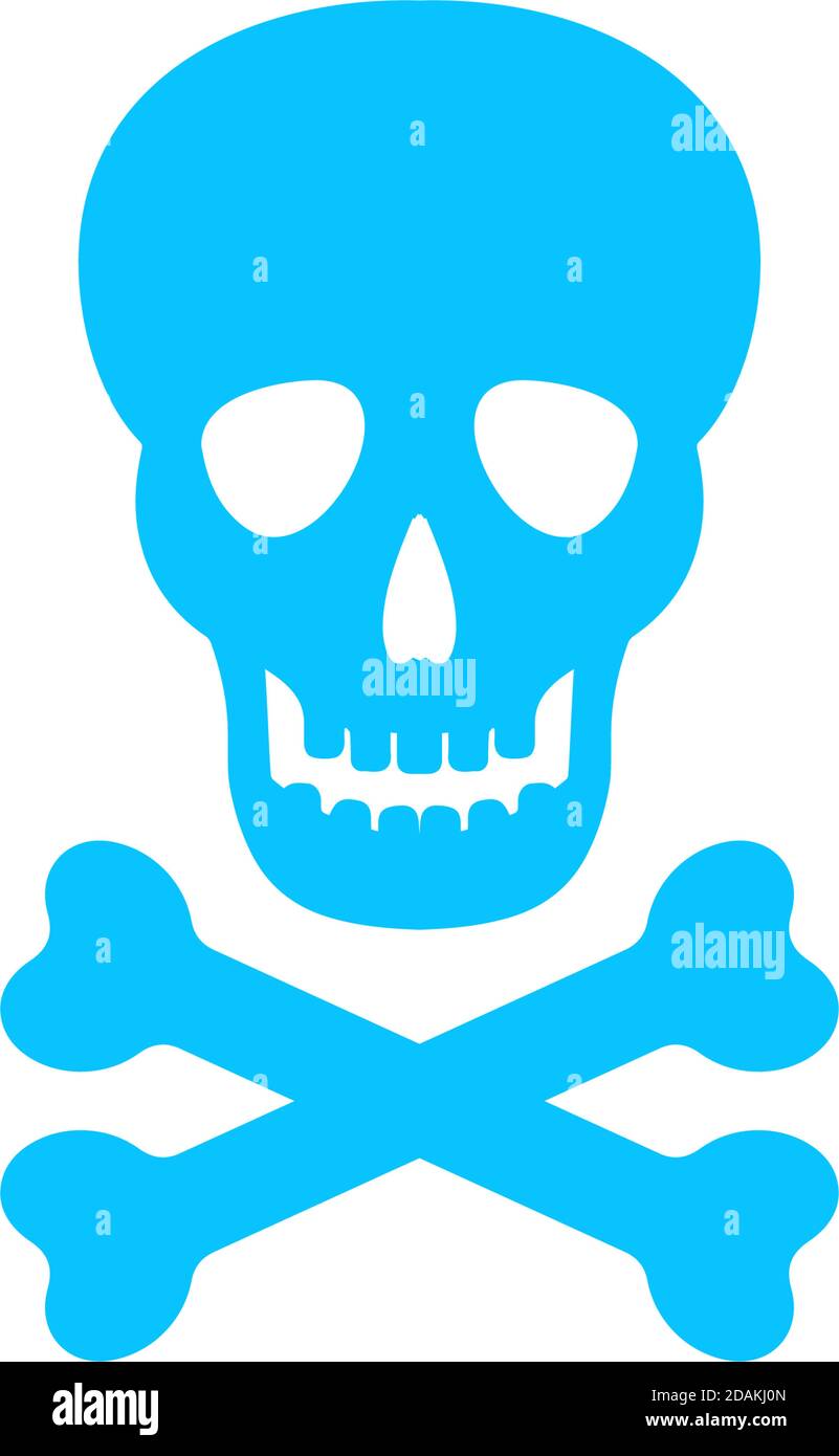 Skull icon flat. Blue pictogram on white background. Vector ...