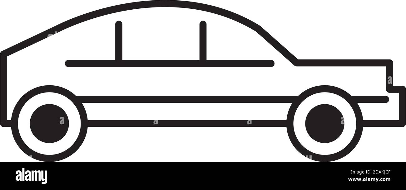 car transport, side view line icon isolated on white background graphic ...