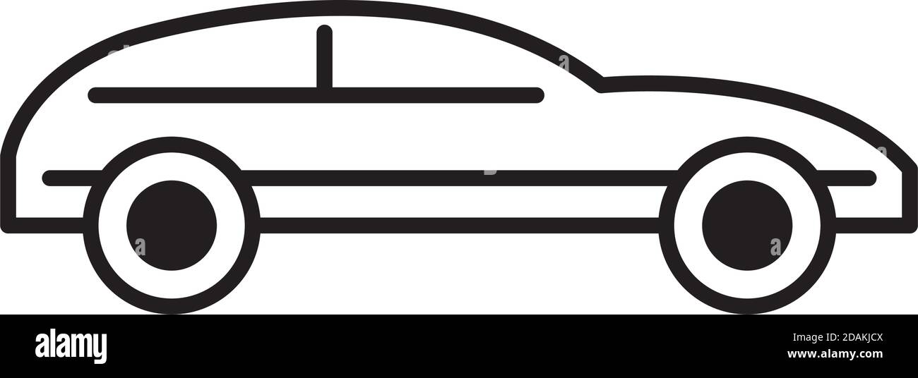 sport car transport, side view line icon isolated on white background ...