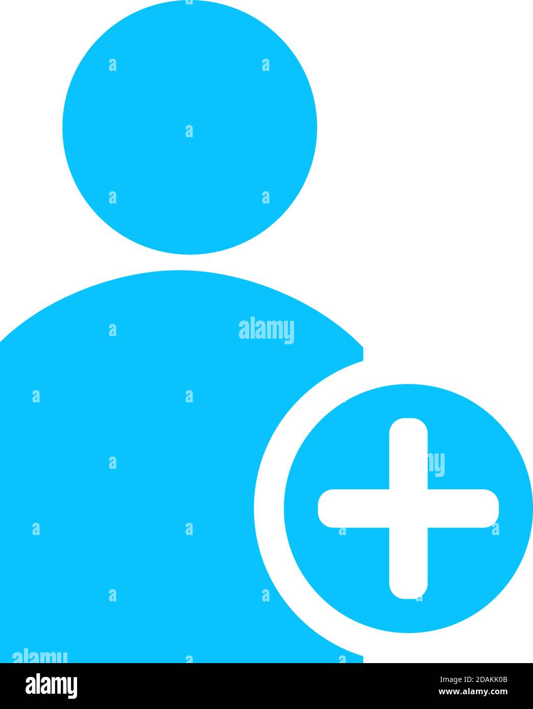 Add user icon flat. Blue pictogram on white background. Vector ...