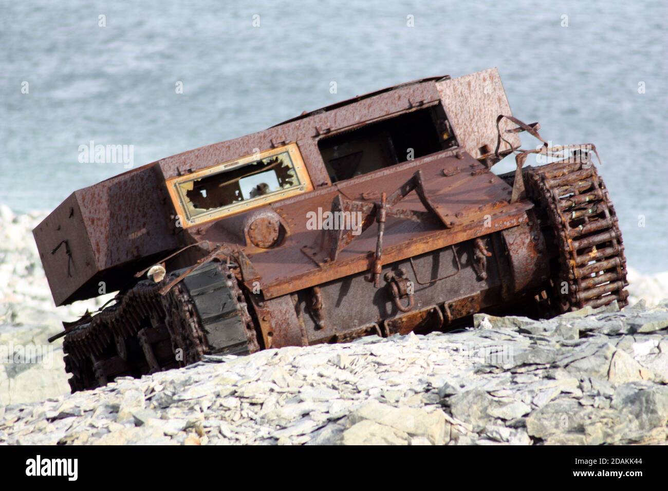 Old tracked vehicles on Stonington Island, Antarctica Stock Photo - Alamy