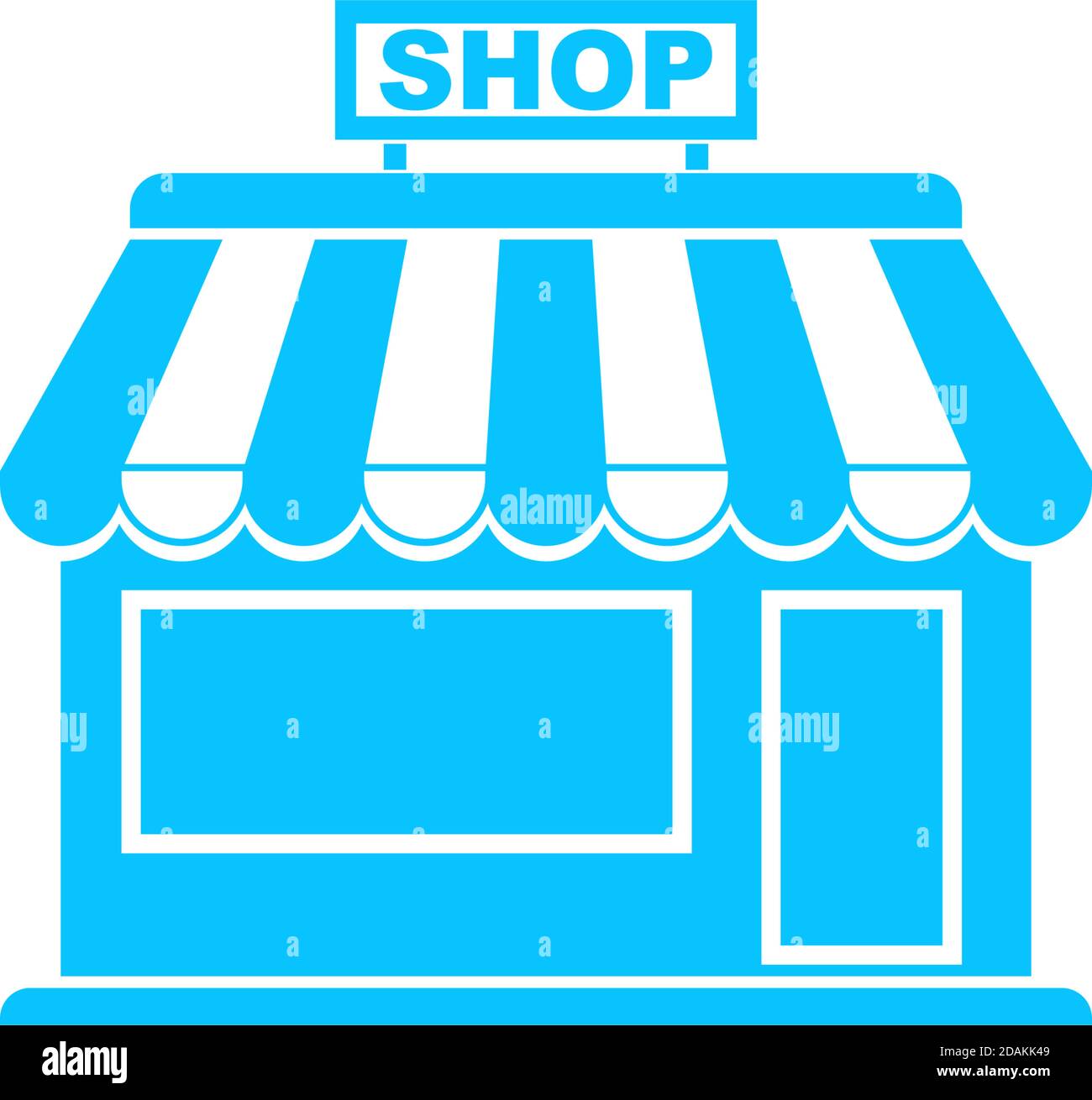 Shop icon flat. Blue pictogram on white background. Vector illustration ...