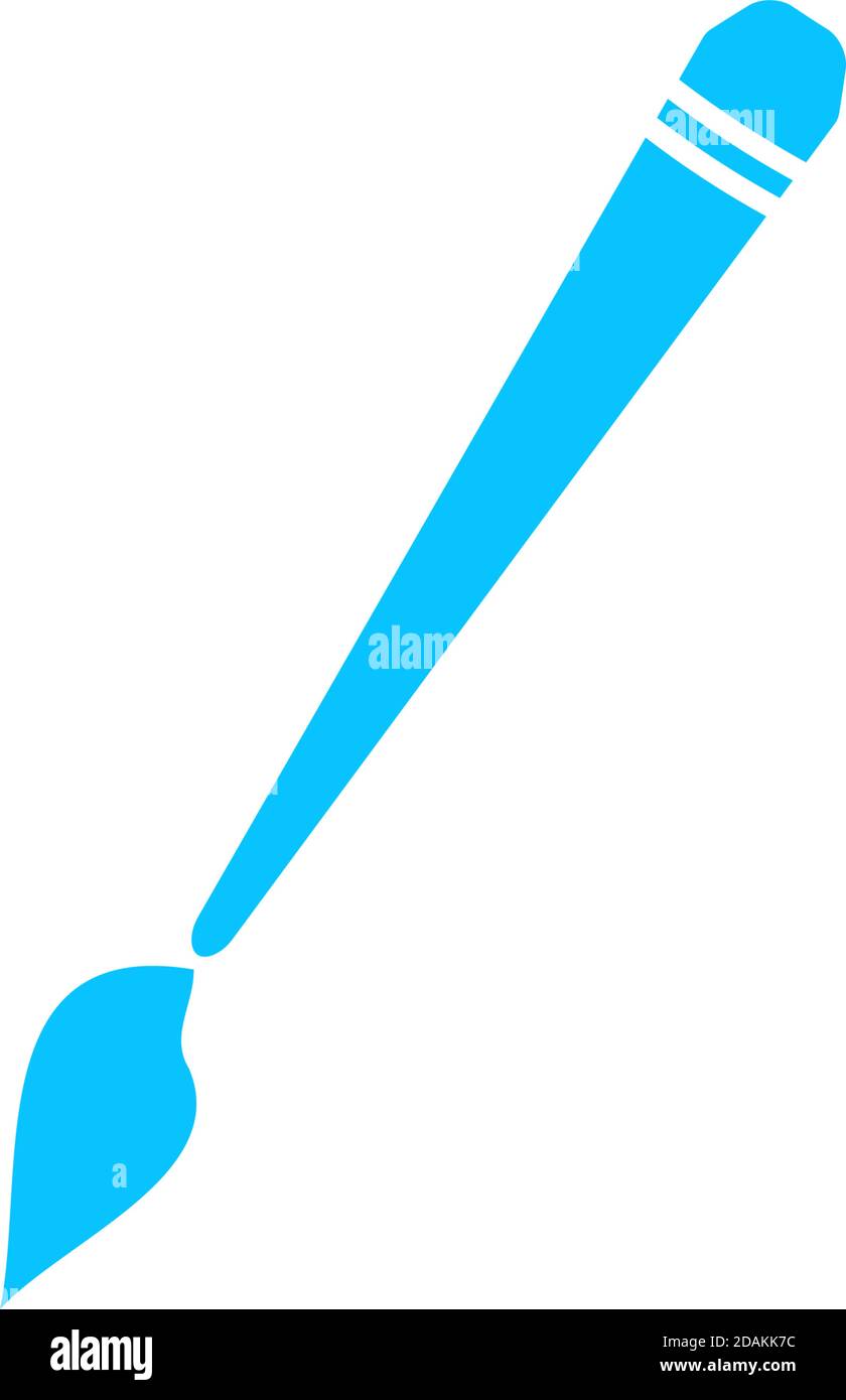 Art paint brush icon flat. Blue pictogram on white background. Vector ...