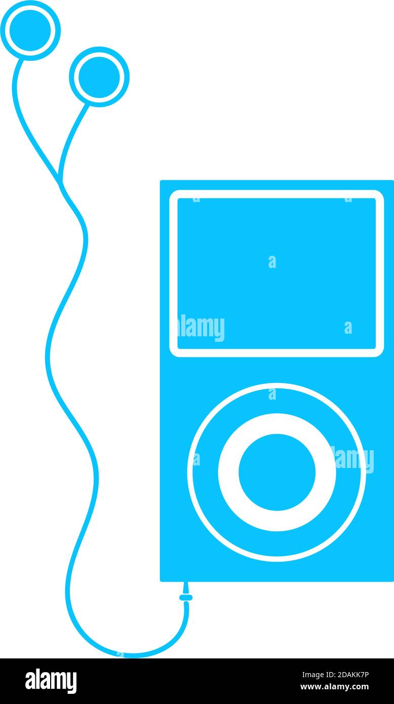 Audio player icon flat. Blue pictogram on white background. Vector ...