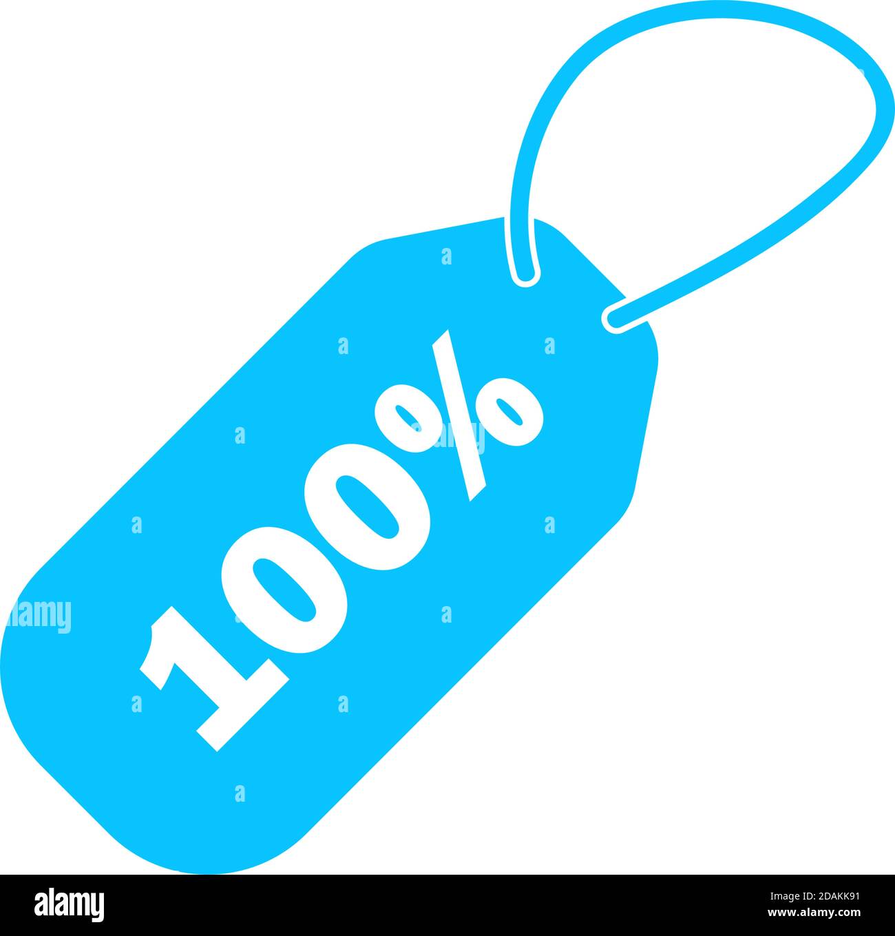 Tag 100% icon flat. Blue pictogram on white background. Vector ...