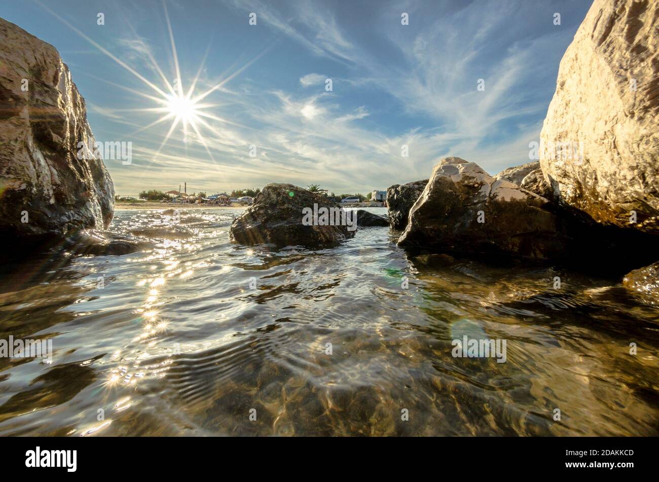 View of the sea inside the water in the middle of the rocks Stock Photo ...