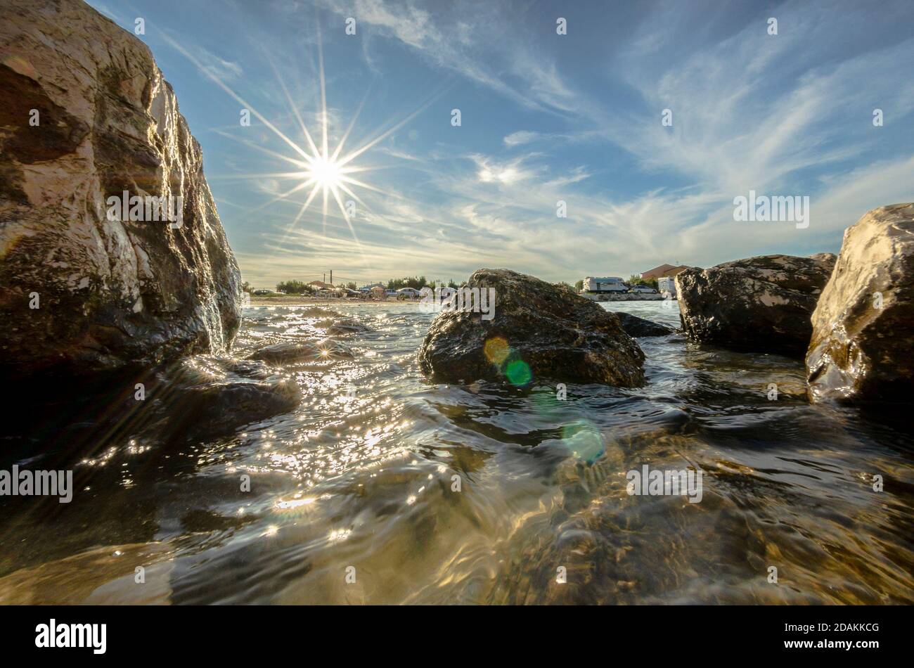 View of the sea inside the water in the middle of the rocks Stock Photo ...