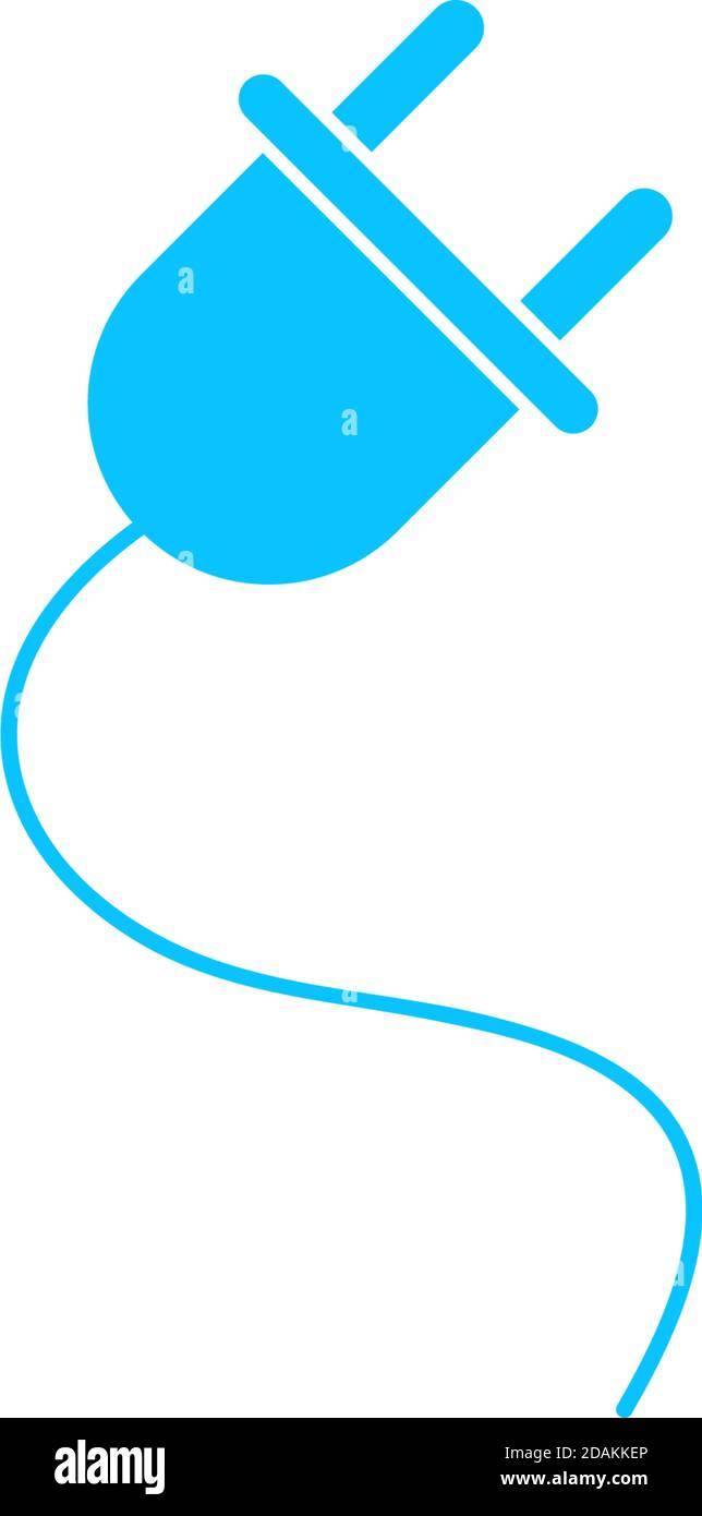 Power cord icon flat. Blue pictogram on white background. Vector ...