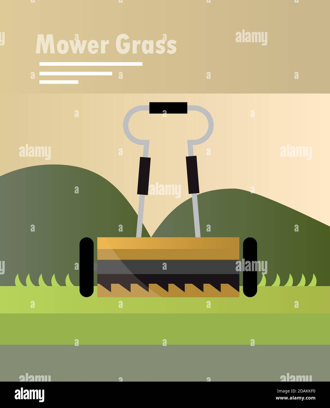 two wheeled lawn mower landscaping design vector illustration Stock ...