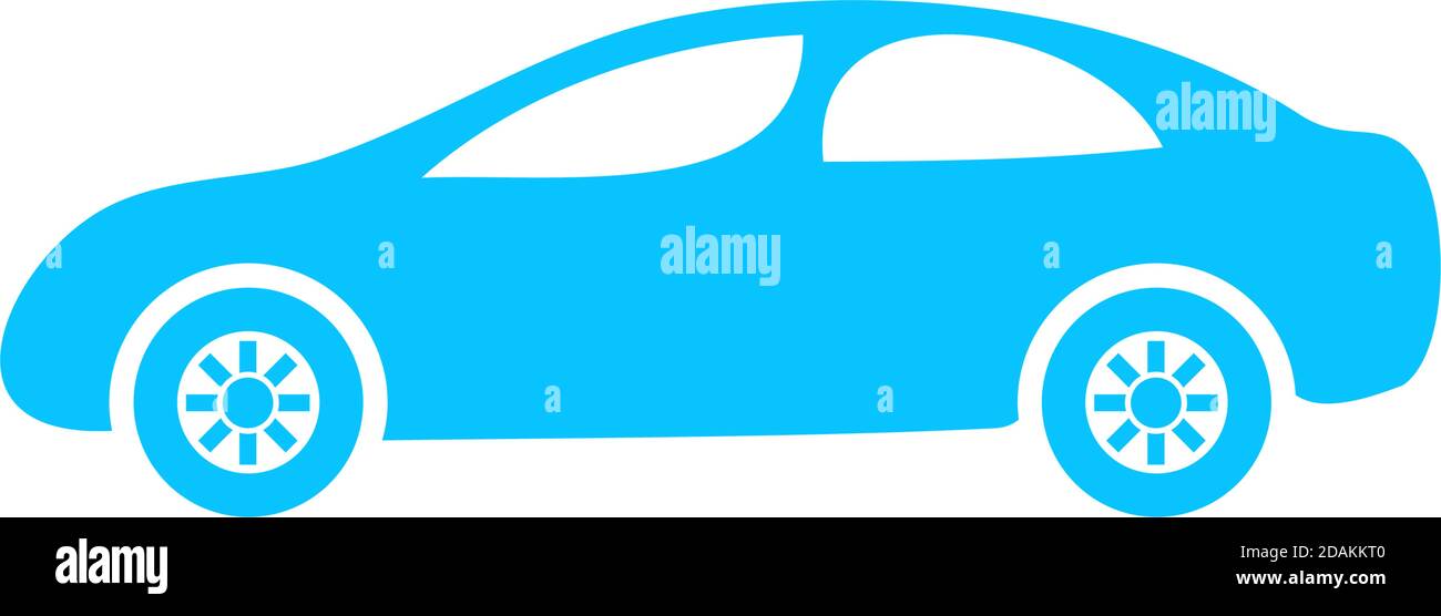 Sedan icon flat. Blue pictogram on white background. Vector ...