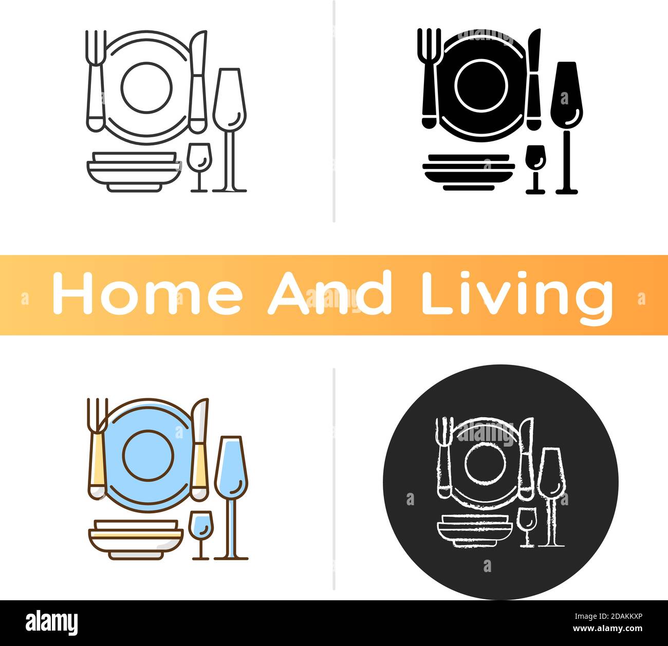 Kitchen eating utensils dining Stock Vector Images - Alamy