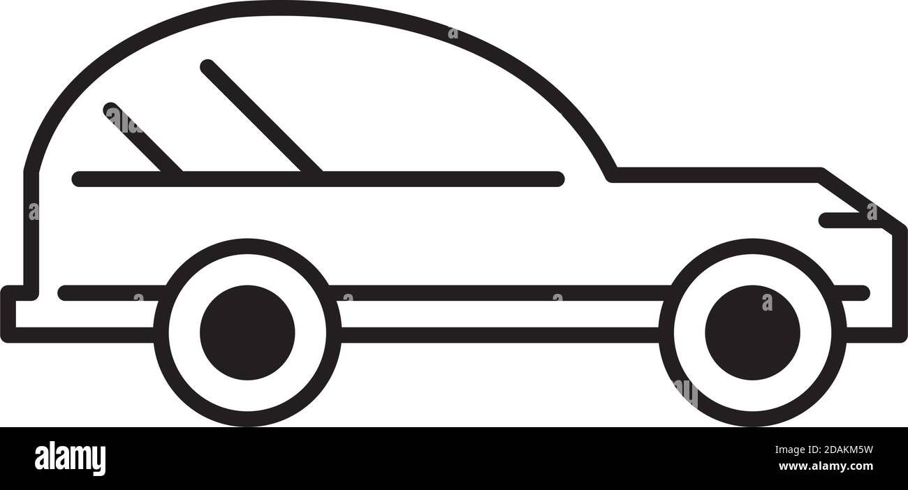 car transport, side view line icon on white background vector ...