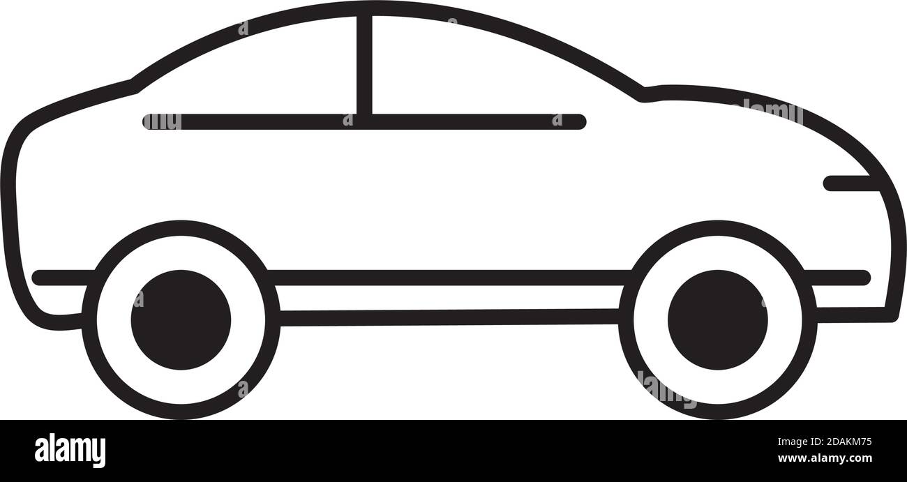 car vehicle transport, side view line icon isolated on white background ...