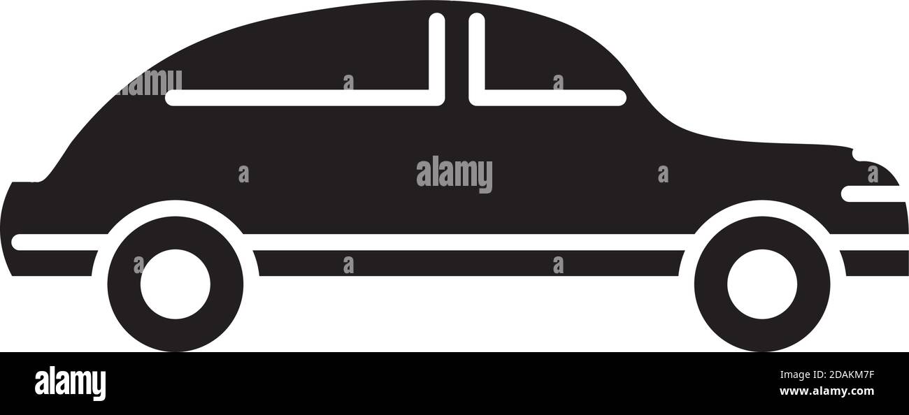 car transport, side view minimal silhouette icon isolated on white ...