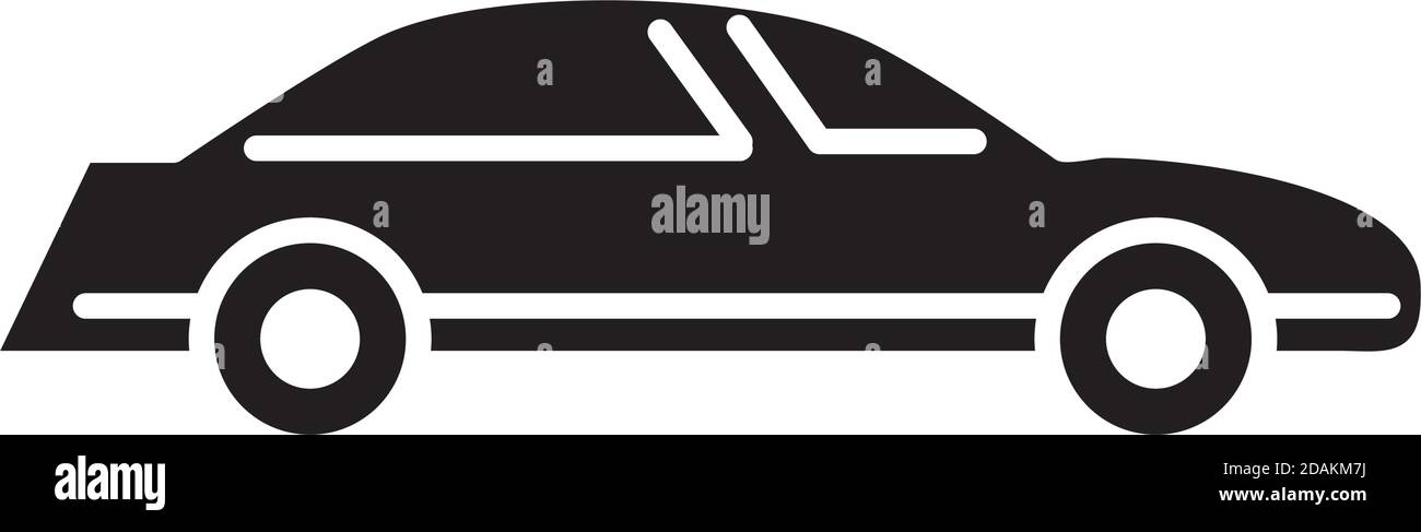 car transport side view line icon, isolated on white background vector ...