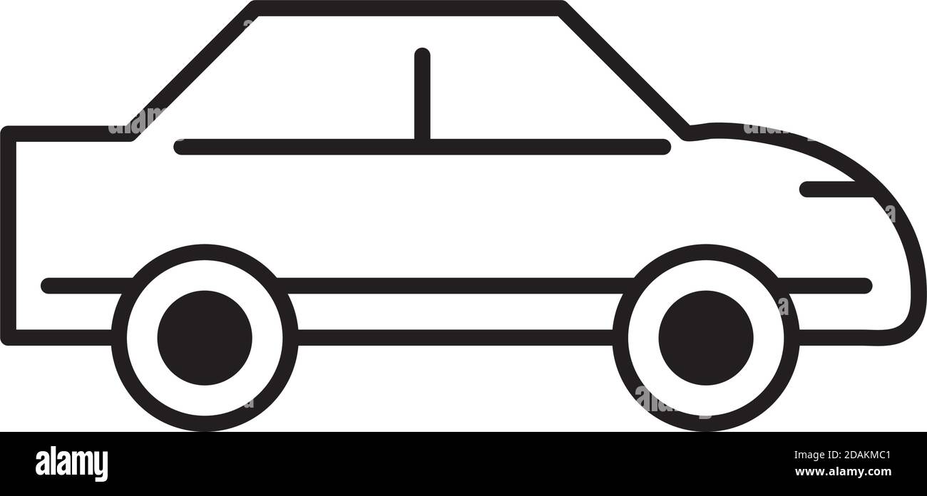 car sedan transport, side view line icon isolated on white background ...