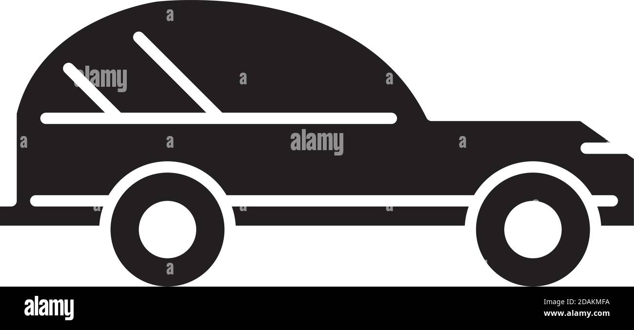 car transport, side view line icon on white background vector ...