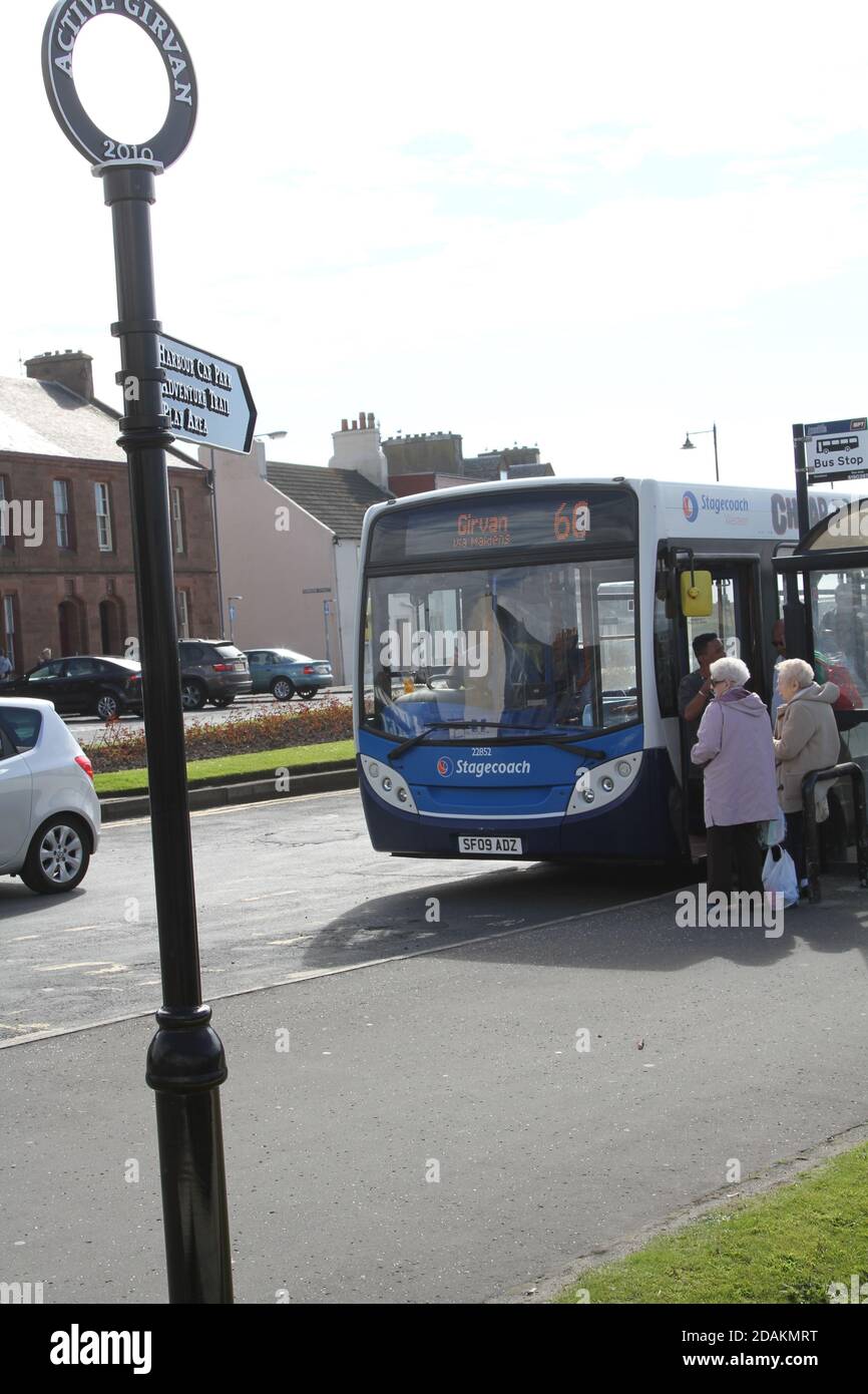 Girvan , Ayrshire, Scotland, UK . Stagecoach bus passengers Stock Photo ...