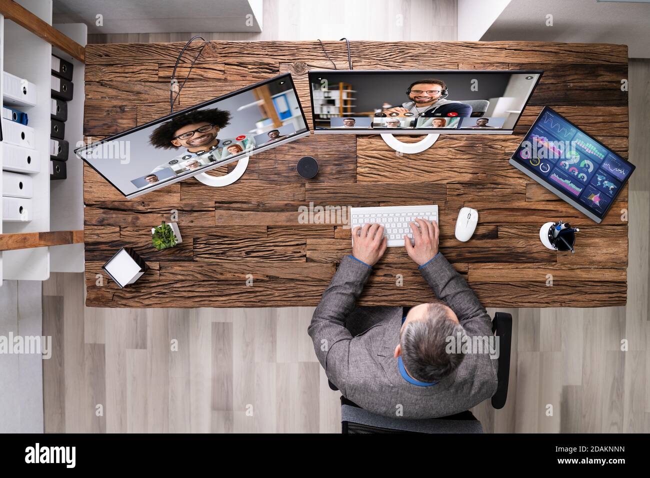 Elearning Video Conference Webinar On Desktop Computer Stock Photo - Alamy