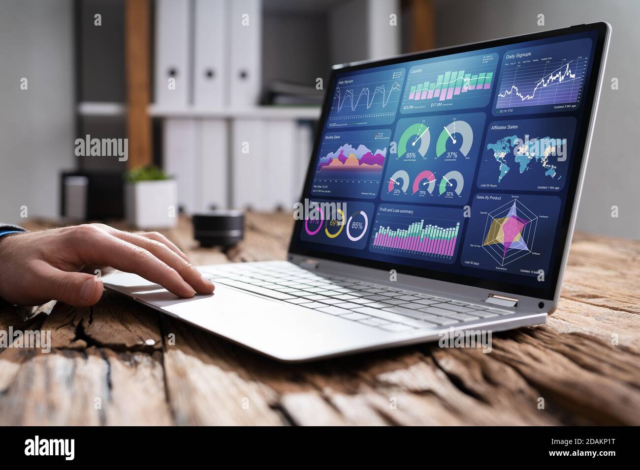 KPI Dashboard. Predictive Data Analytics On Laptop Stock Photo - Alamy
