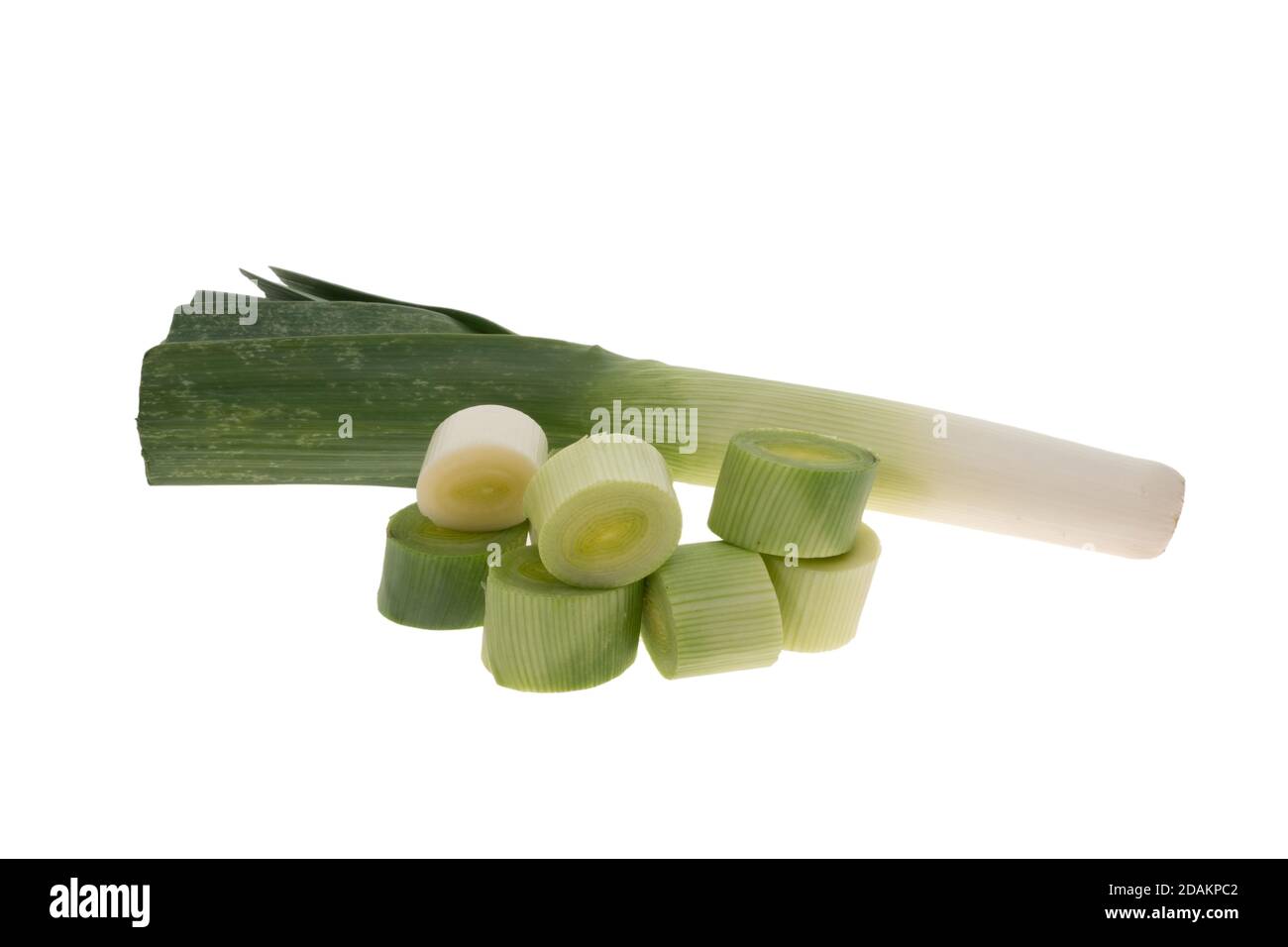 Fresh leeks - white background Stock Photo - Alamy