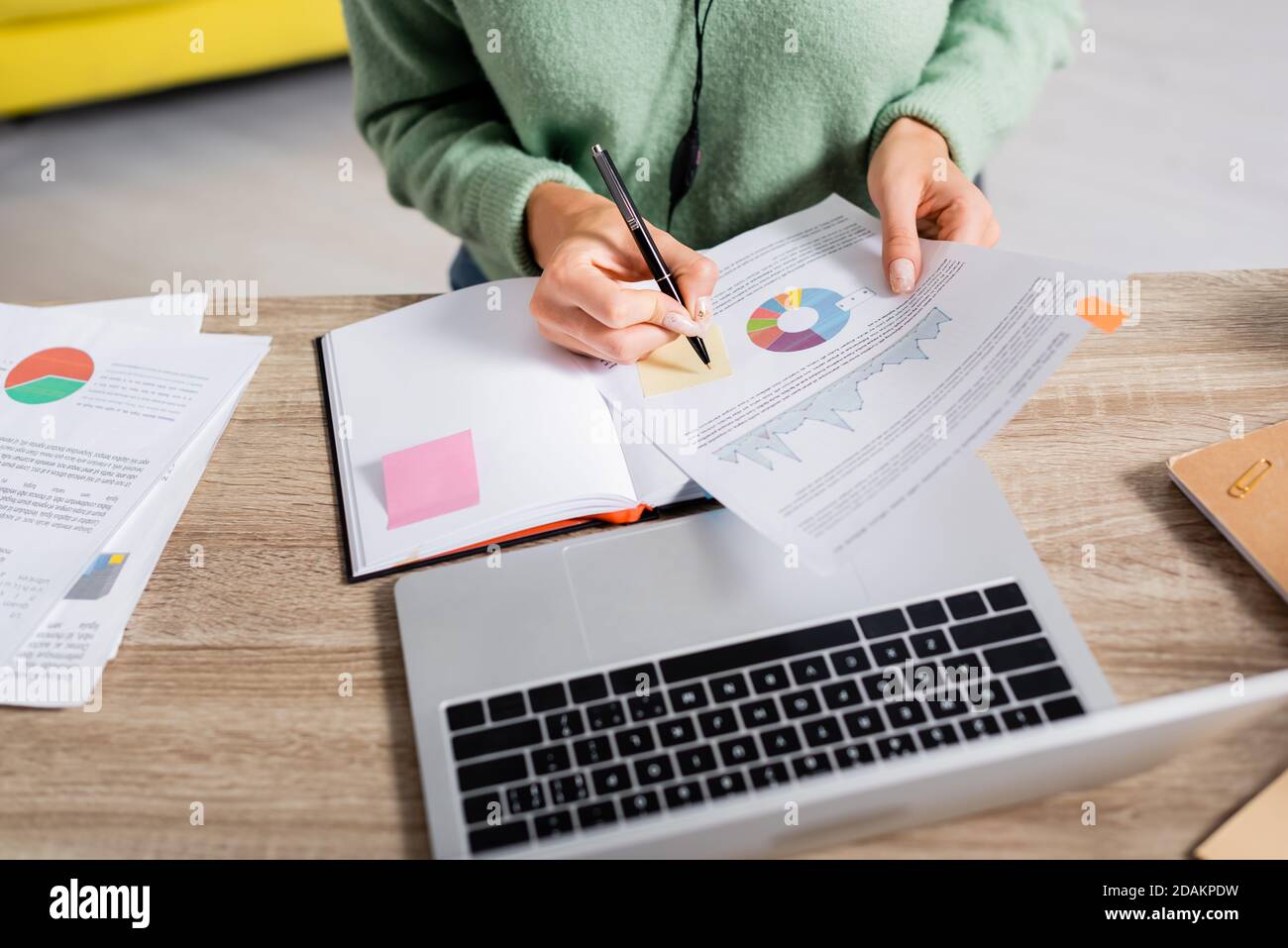 Cropped view teleworker writing hi-res stock photography and images - Alamy