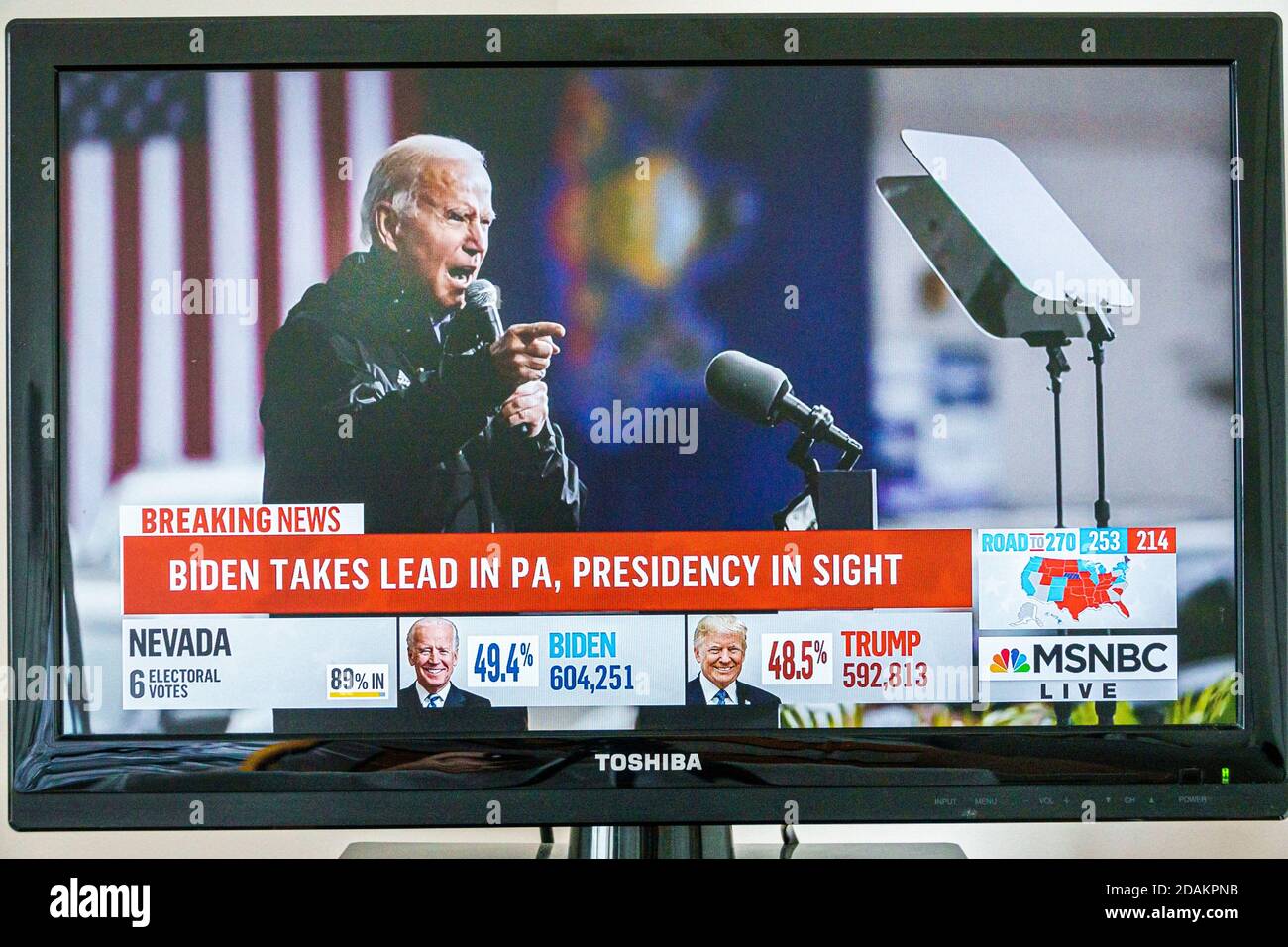 Tv television screen monitor 2020 us presidential election results hi ...