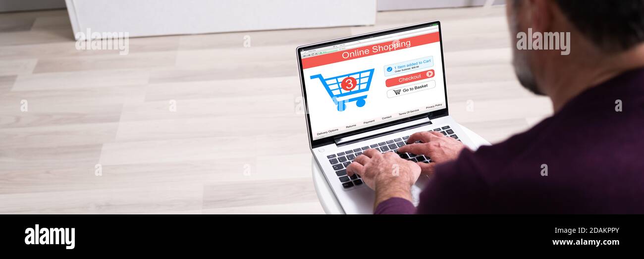 Online Ecommerce Shop On Laptop Using Internet Stock Photo - Alamy