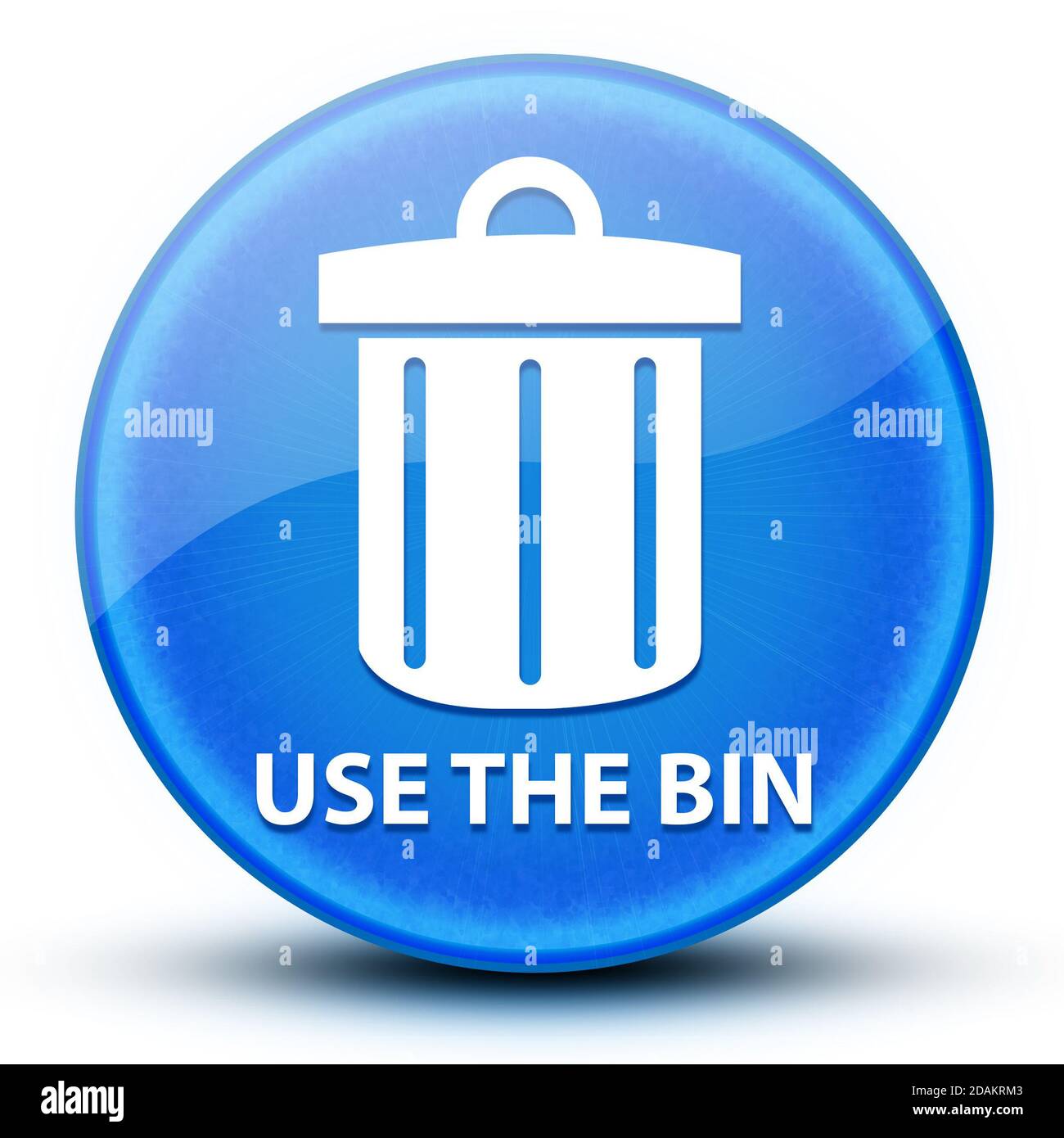 Use the bin (Recycle icon) eyeball glossy blue round button abstract ...