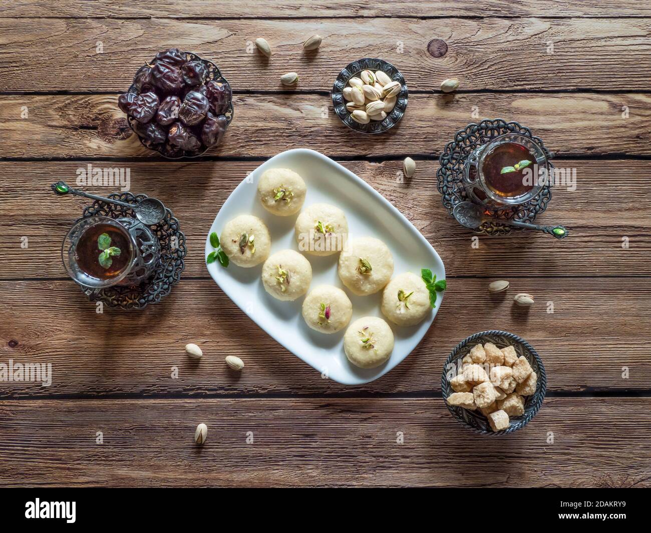 Peda (Indian sweet), Milk Fudge in a wooden table. Festive Ramadan food ...