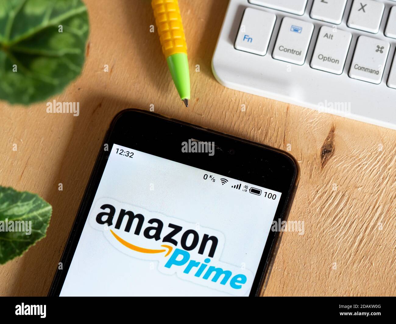 In this photo illustration an Amazon Prime logo is seen displayed on a ...