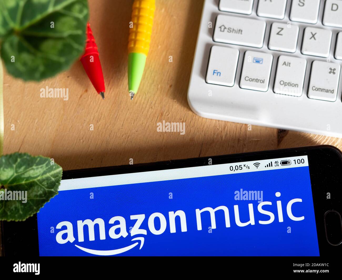 In this photo illustration an Amazon Music logo is seen displayed on a ...