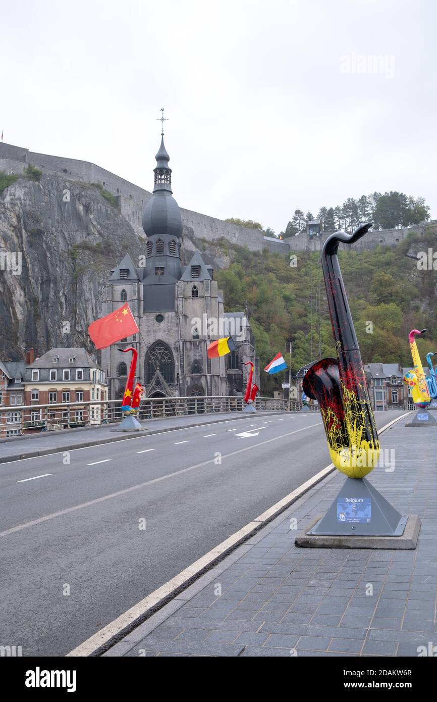 Dinant, Belgium - October 13 2020 : The streets of beautidul city of ...