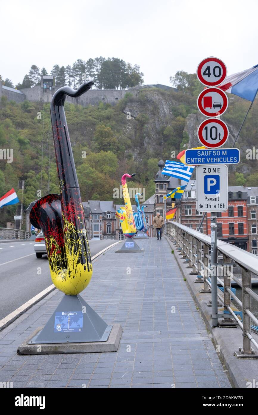 Dinant, Belgium - October 13 2020 : The streets of beautidul city of ...