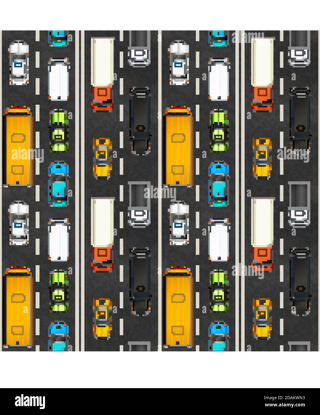 Top view of traffic jam with lots of realistic cars on highway ...
