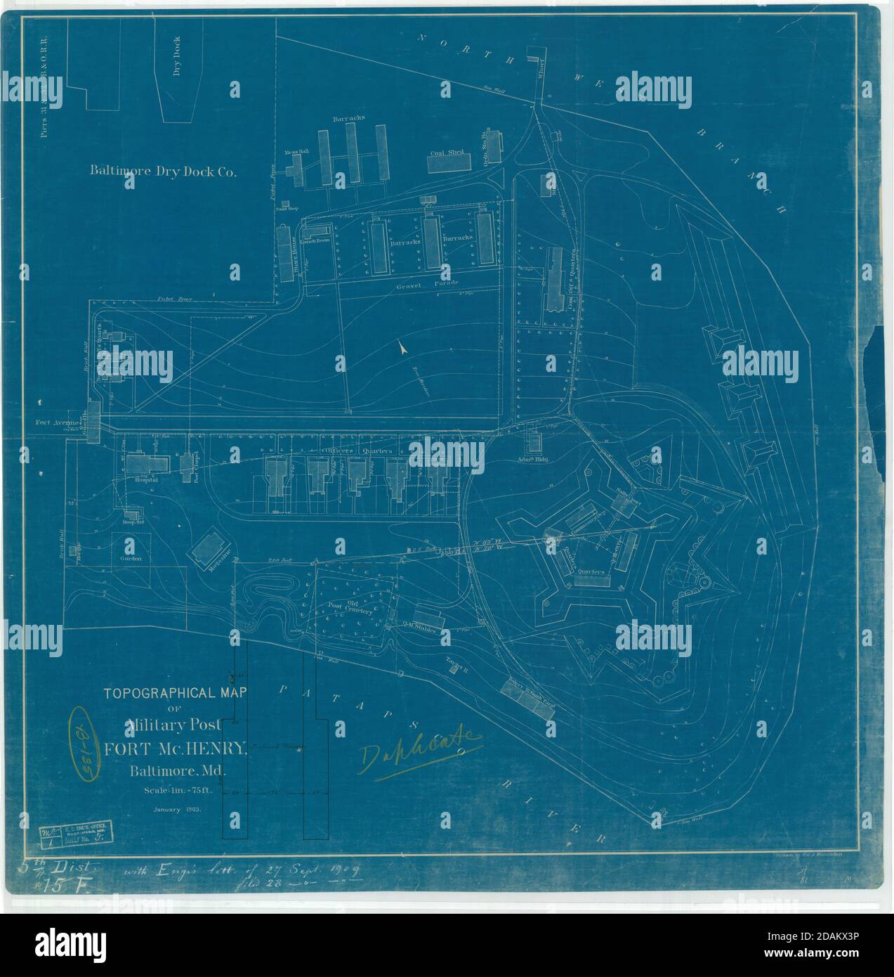 topographical map of military station Fort MC Henry, Baltimore, MD, USA ...