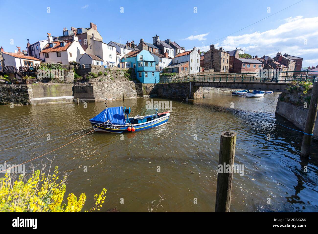 Fishing coble boats in Staithes, Scarborough borough, North Yorkshire ...