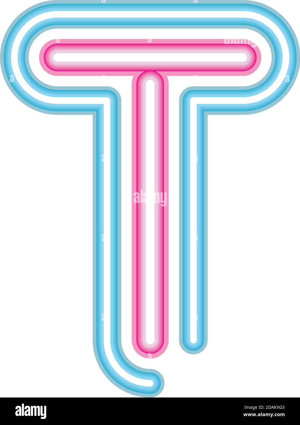 letter T neon font pink and blue on white background Stock Vector Image ...