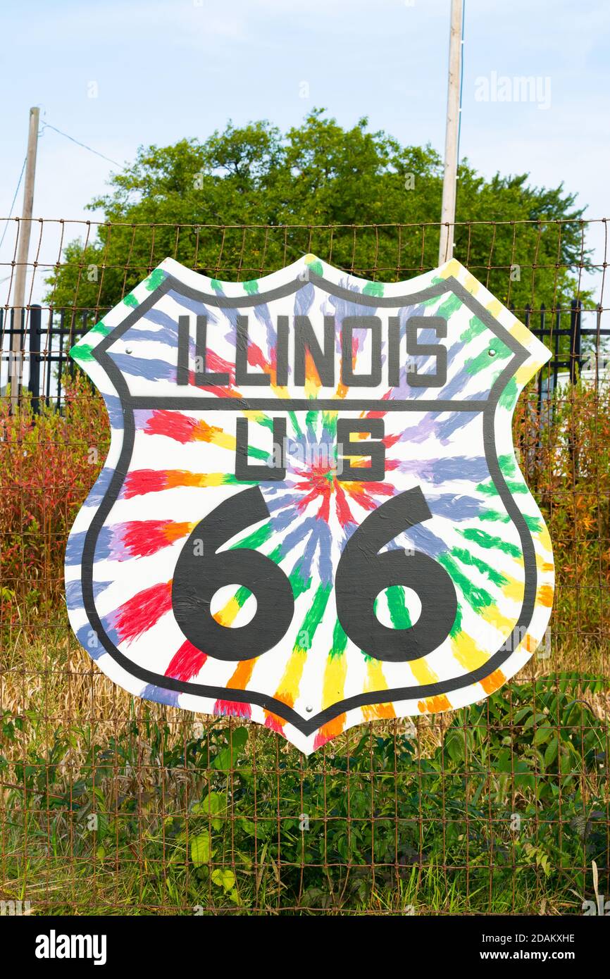 Colorful Route 66 street sign Stock Photo - Alamy
