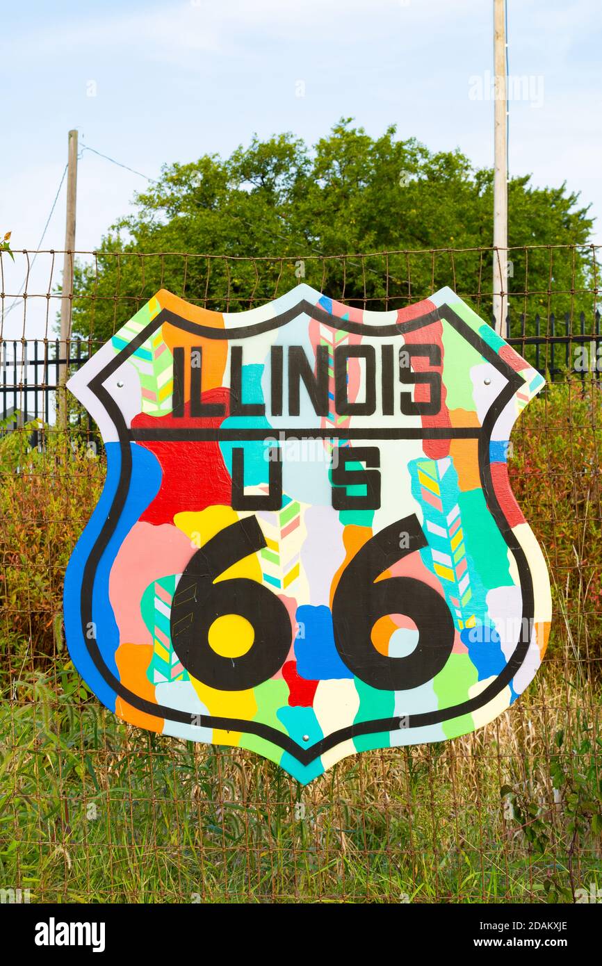 Colorful Route 66 street sign Stock Photo - Alamy