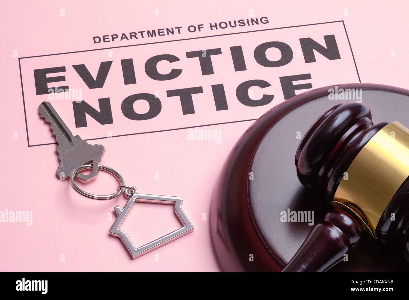 Eviction Notice Ruling With Gavel and House Keys Stock Photo - Alamy