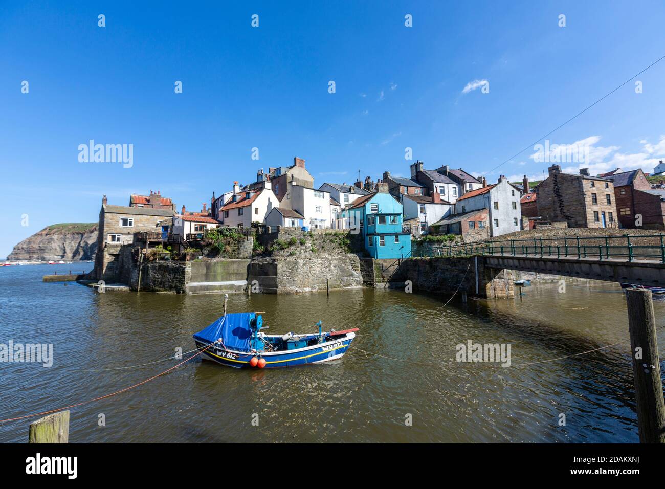 Fishing coble boats in Staithes, Scarborough borough, North Yorkshire ...