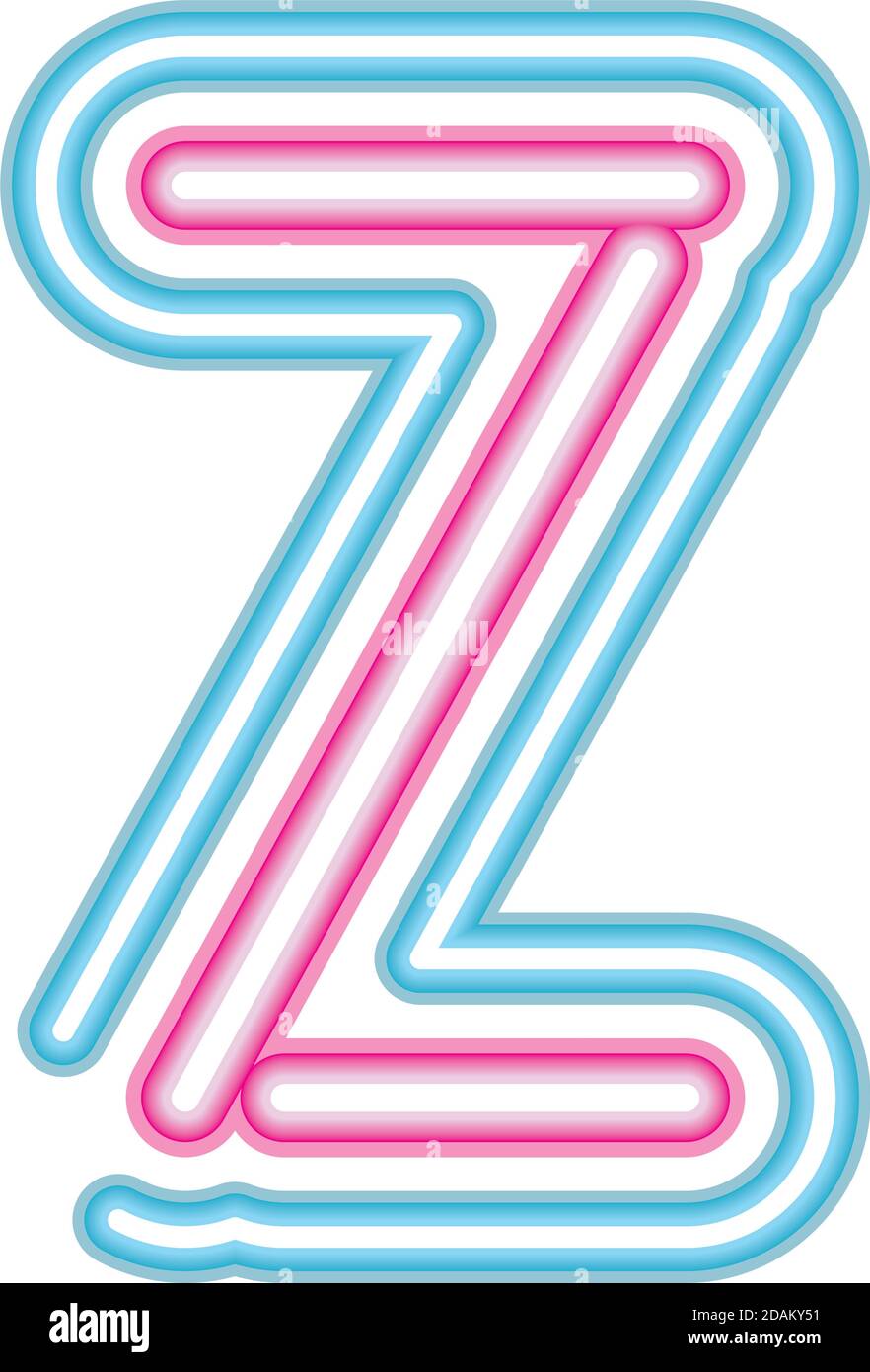 letter Z neon font pink and blue on white background Stock Vector Image ...