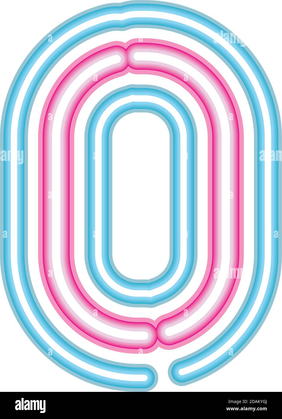 number 0 neon font pink and blue on white background Stock Vector Image ...