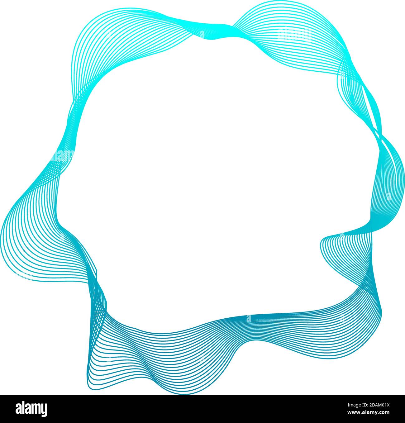 Abstract circle frame with blue colors wave lines pattern flowing ...