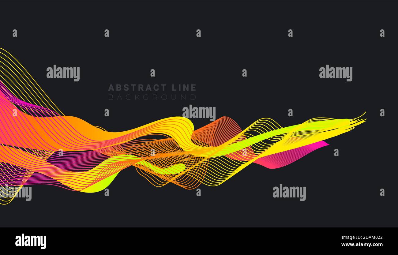Abstract background with flowing multicolored line shapes design. Fluid ...