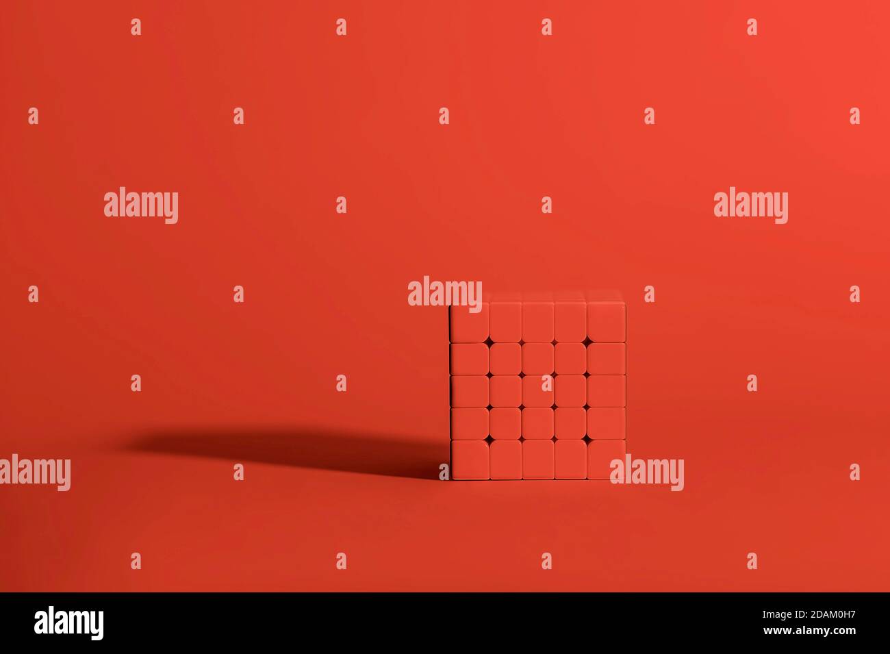 Monochromatic, red, 5x5 Rubik's Cube on a Red Background, Magic Cube ...